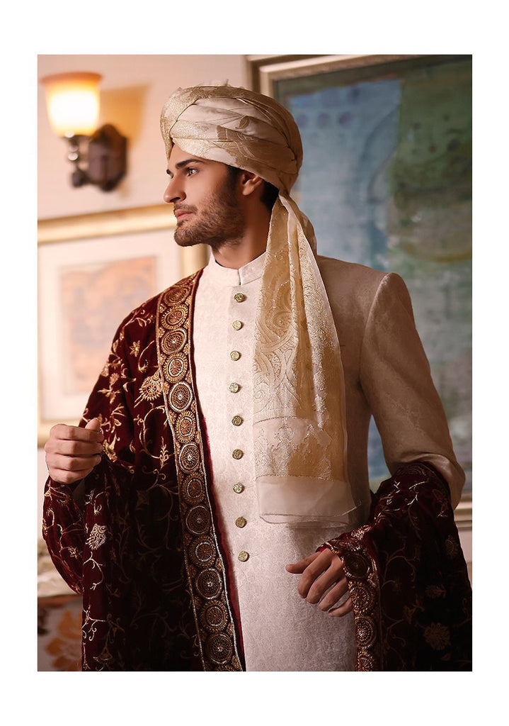 Classic Silver Karandi Traditional plain Sherwani – UY COLLECTION